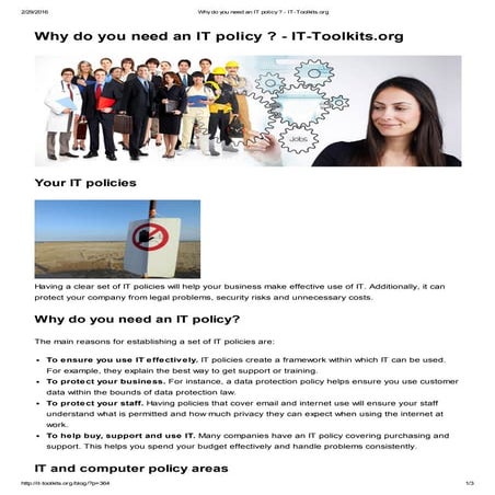 Why do you need an it policy it-toolkits | PDF | IT and Internet ...