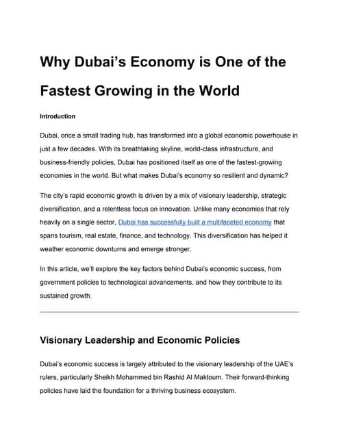 10 REASONS TO INVEST IN DUBAI. | PPT