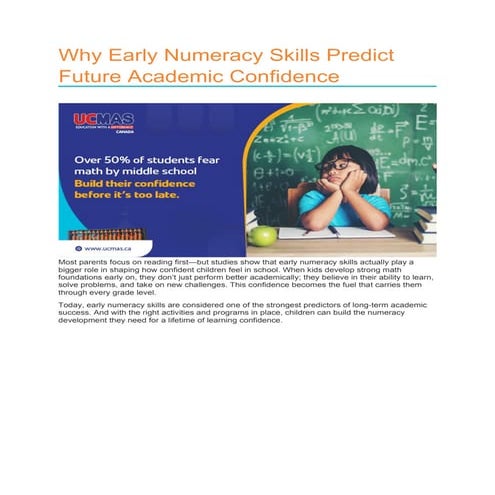 Why Early Numeracy Skills Predict Future Academic Confidence | DOCX
