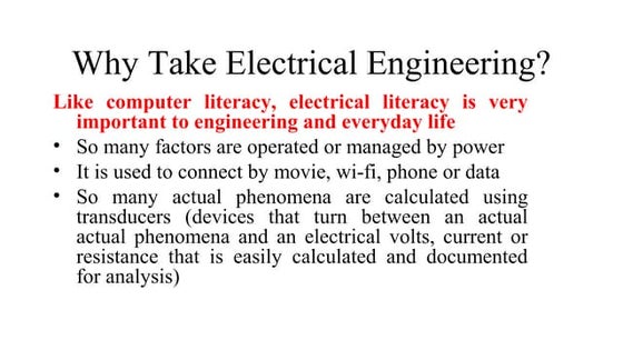 Introduction to Electrical Engineering branch of Engineering | PPTX