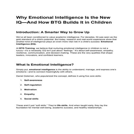 Why Emotional Intelligence Is the New IQ—And How BTG Builds It in ...