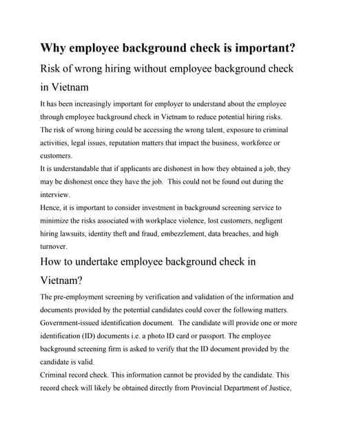 8 Key Employee Background Checks For Employers to Consider | PDF