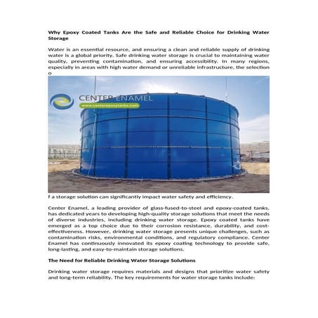Why Epoxy Coated Tanks Are the Safe and Reliable Choice for Drinking ...