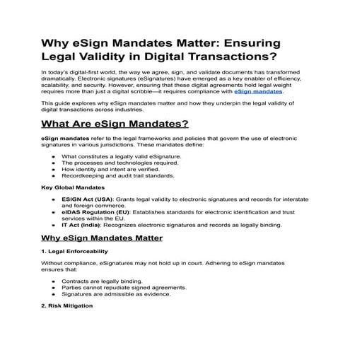 Why eSign Mandates Matter Ensuring Legal Validity in Digital ...