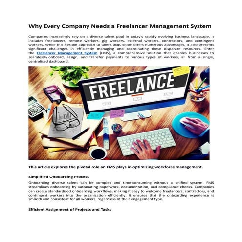 Why Every Company Needs a Freelancer Management System | PPT