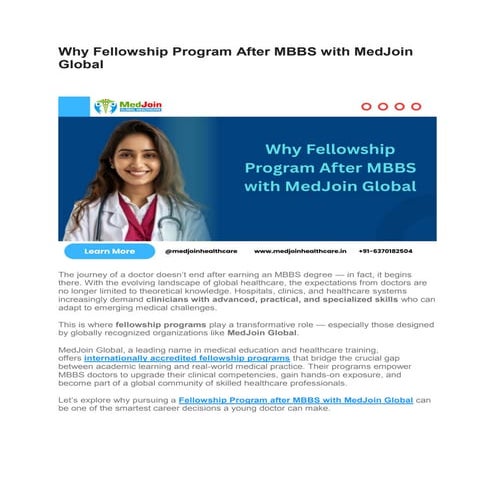 Why Fellowship Program After MBBS with MedJoin Global.pdf