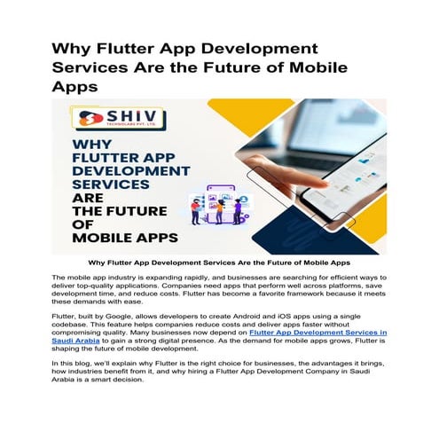 Flutter App Development Services Leading Mobile Future | PDF