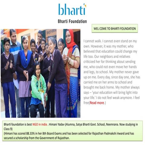 Why focus on girls' child education in India? - Bharti Foundation | PPT