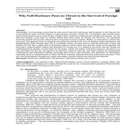 Why full disclosure poses no threat to the survival of foreign aid | PDF