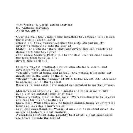 Why Global Diversification Matters By Anthony Davidow Ap.docx