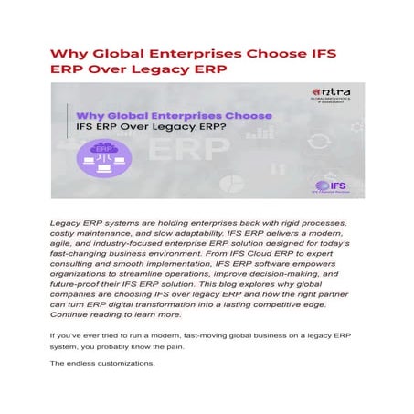 Why Global Enterprises Are Migrating from Legacy ERP to IFS Cloud ERP | PDF
