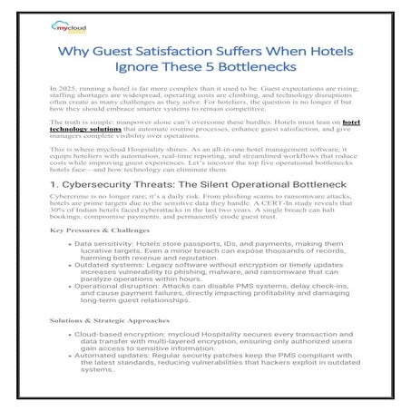 Why Guest Satisfaction Suffers When Hotels Ignore These 5 Bottlenecks | PDF