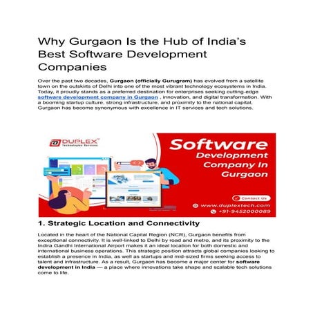 Software Development Company in Gurgaon - Duplex Technologies | PDF