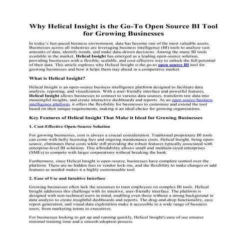 Why Helical Insight Is The Go To Open Source Bi Tool For Growing