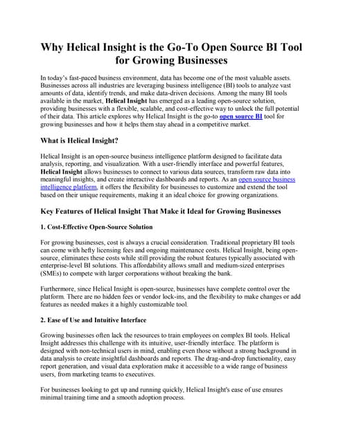 Why Helical Insight Is The Go To Open Source Bi Tool For Growing