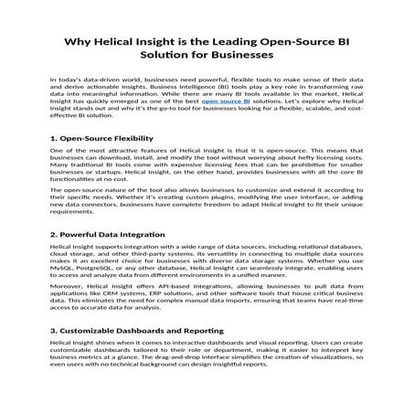 Why Helical Insight is the Leading Open-Source BI Solution for ...