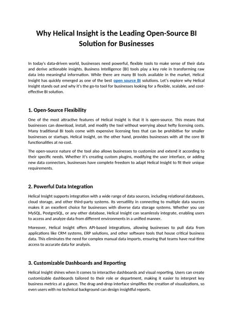 Integrating Helical Insight into Your Existing Systems Open Source BI ...