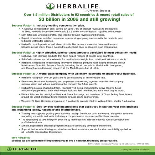 HERBALIFE, Health and Financial Freedom | PDF