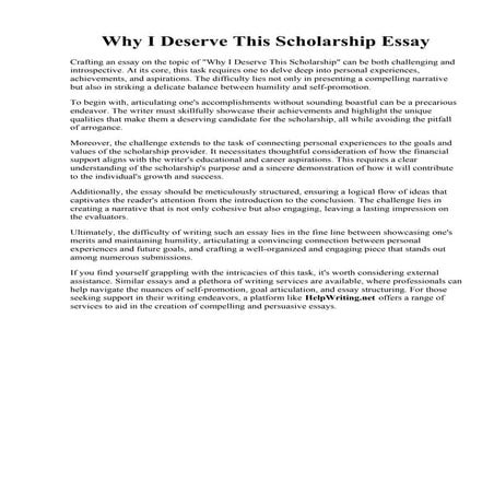 Why I Deserve This Scholarship Essay | PDF