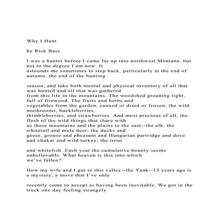 Why I Hunt by Rick Bass I was a hunter before I came.docx