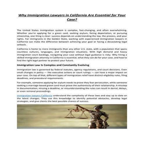 Why Immigration Lawyers in California Are Essential for Your Case | PDF