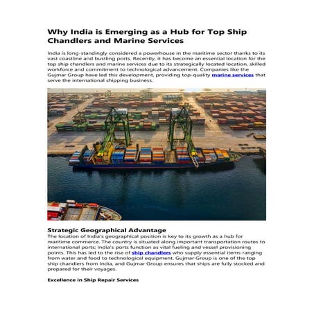 Top Ship Chandlers and Marine Services in India | Discover Gujmar Group ...