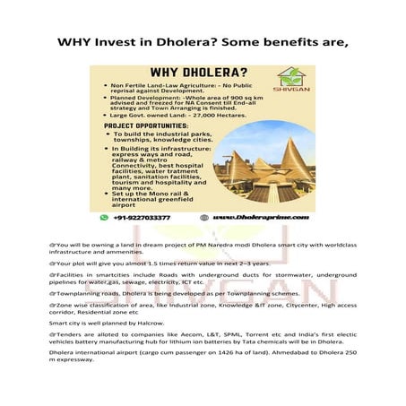 why invest in dholera- residential plot price in dholera - best investment opportunnity in ...