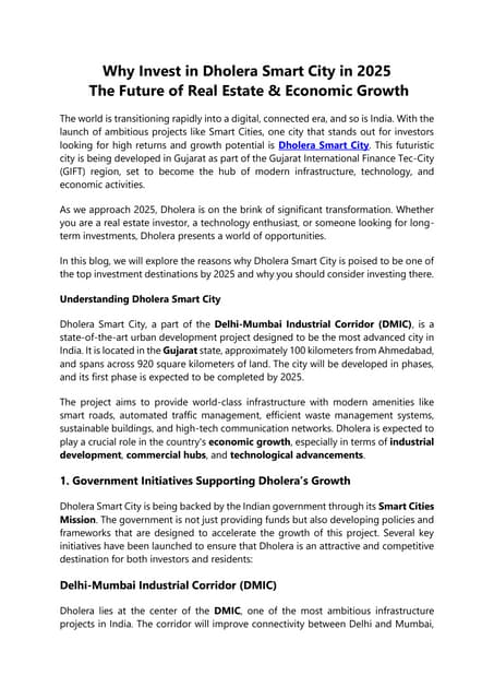 Dholera Smart City best investment destination hub of india.pdf