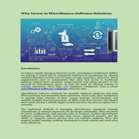 The Future of Microfinance Software Solutions | PDF