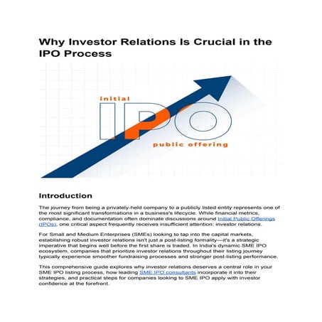 Why It's Vital to Engage Investors During IPO Process | PDF