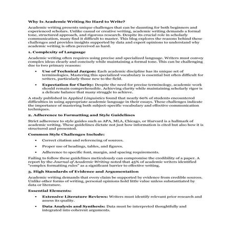Why Is Academic Writing So Hard to Write - New Assignment Help | DOCX