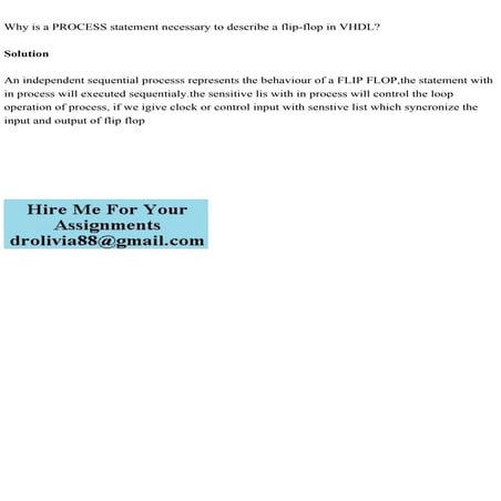 Why is a PROCESS statement necessary to describe a flip-flop in VHDL.pdf | Business | Business ...