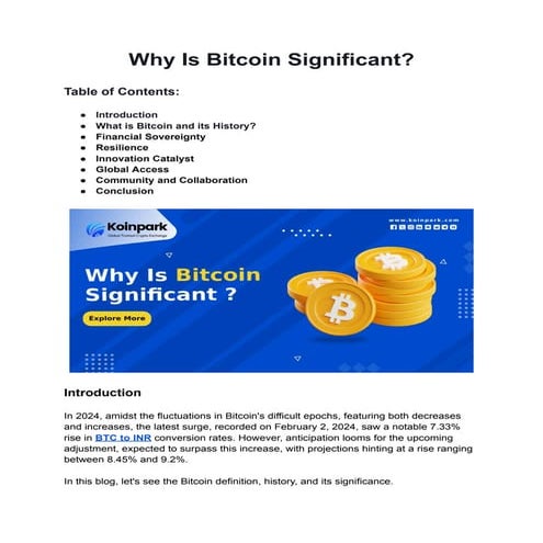 Why Is Bitcoin Significant and Discovered | PDF | Currencies | Economy