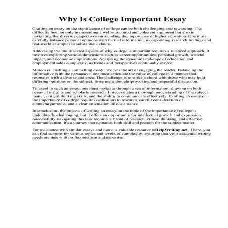 Why Is College Important Essay | PDF