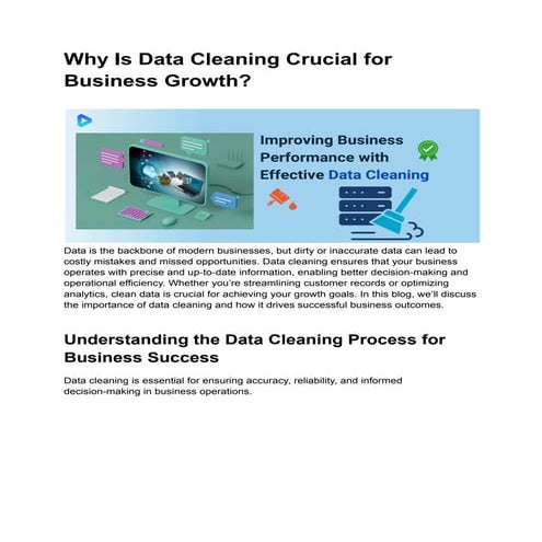 How Data Cleaning Enhances Decision-Making for Businesses | PDF