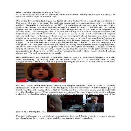 Why is editing effective in a horror film | DOCX