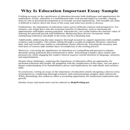 Why Is Education Important Essay Sample | PDF