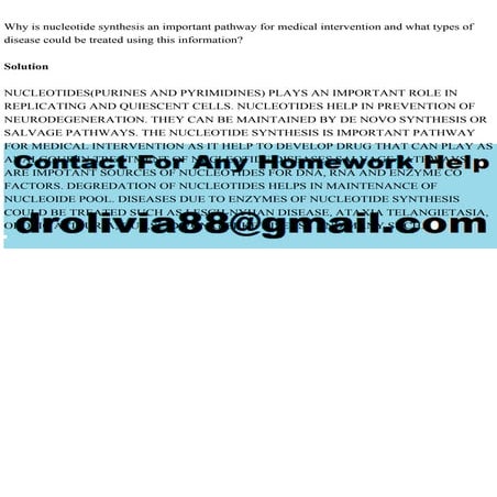 Why is nucleotide synthesis an important pathway for medical interve.pdf