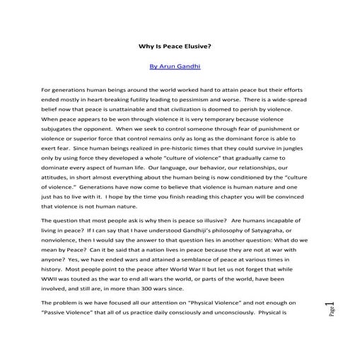 Why Is Peace Elusive? | PDF