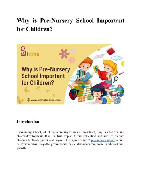 The Importance of Early Childhood Education | PDF