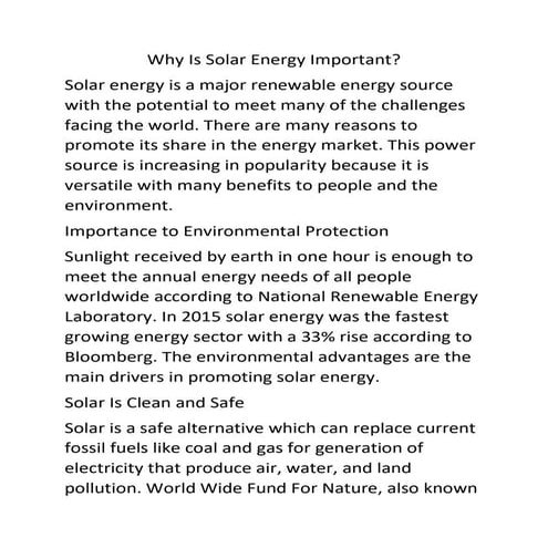 Why is solar energy important | PDF
