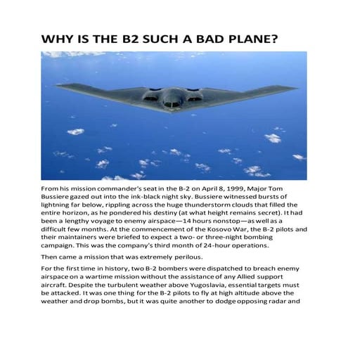 Why is the b2 such a bad plane | DOCX | Air Travel | Travel Type