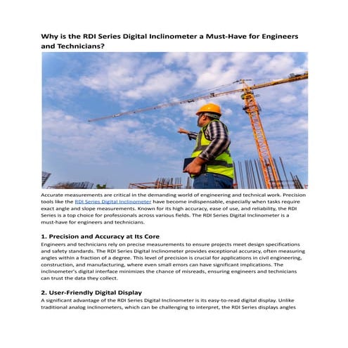Why is the RDI Series Digital Inclinometer a Must-Have for Engineers and Technicians.pdf