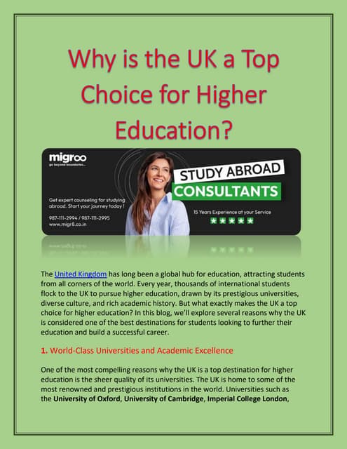 Why Study in the UK? The Benefits of World-Class Education | PPT
