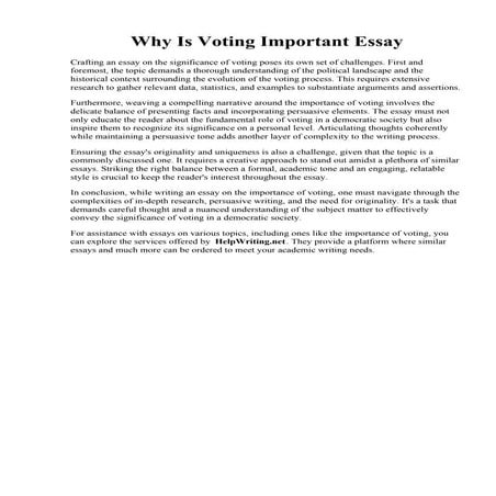 Why Is Voting Important Essay. Essay On Importance Of Vote Essay on ...