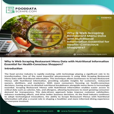 Web Scraping Restaurant Menu Data with Nutritional Information | PPTX