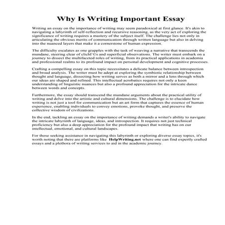 Why Is Writing Important Essay | PDF | Technology & Computing