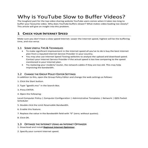 Why is YouTube slow to buffer videos? | PDF | Browsers | Computer ...
