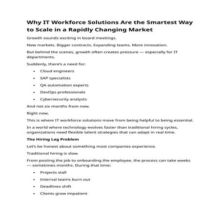 Why IT Workforce Solutions Are the Smartest Way to Scale in a Rapidly ...