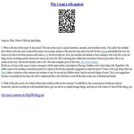 Why I Want A Wife Analysis | PPT